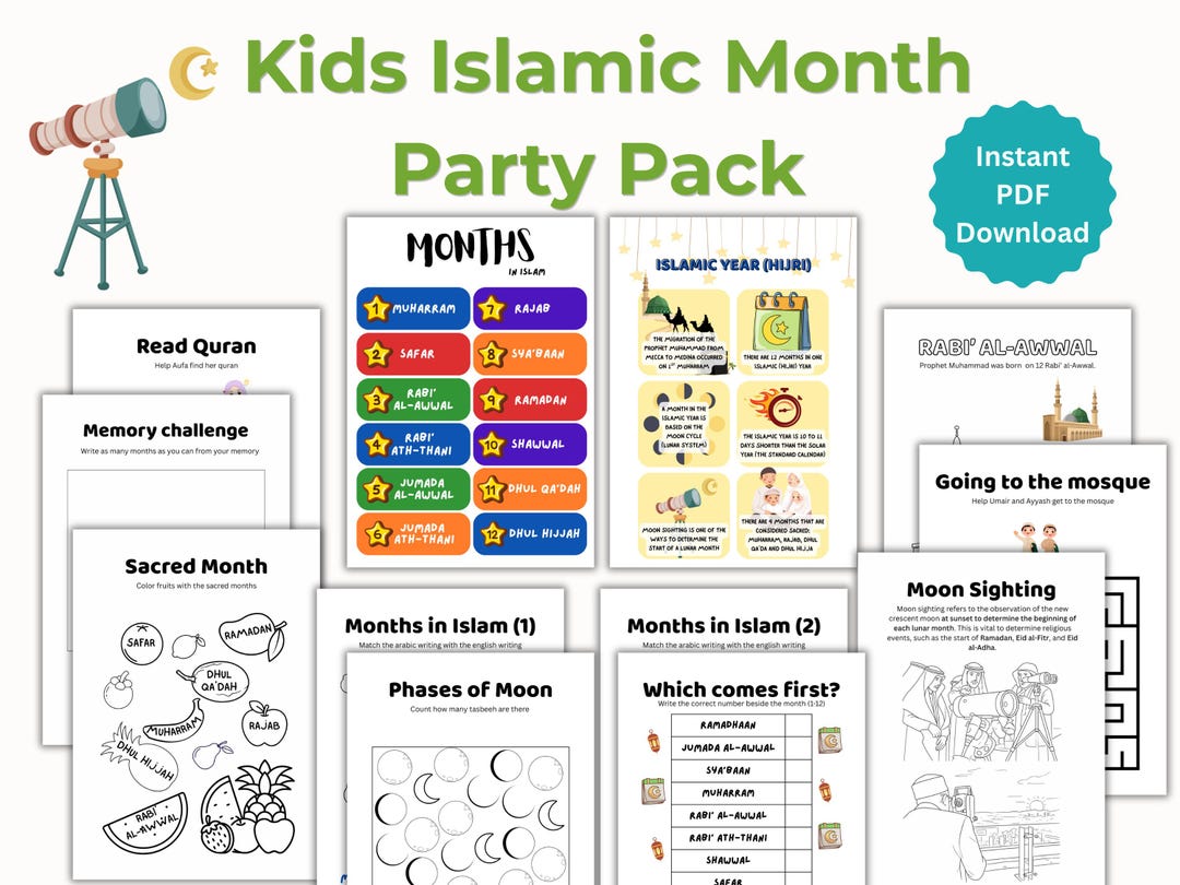 Islamic (hijri) Months Party Pack | 12 Pages (PDF Download) | Self ...