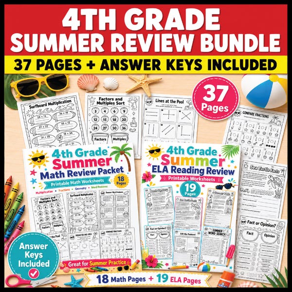 4th Grade Math Packets - Etsy