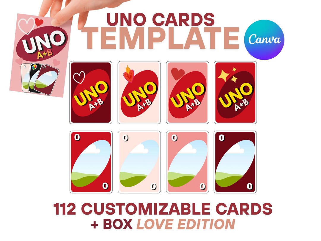 UNO Inspired Cards Template Canva | Editable Custom Card Game ...