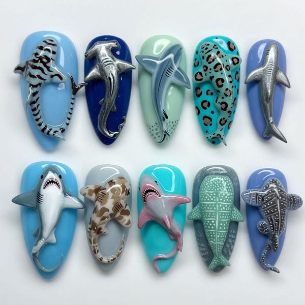 Whale Shark Nails - Etsy