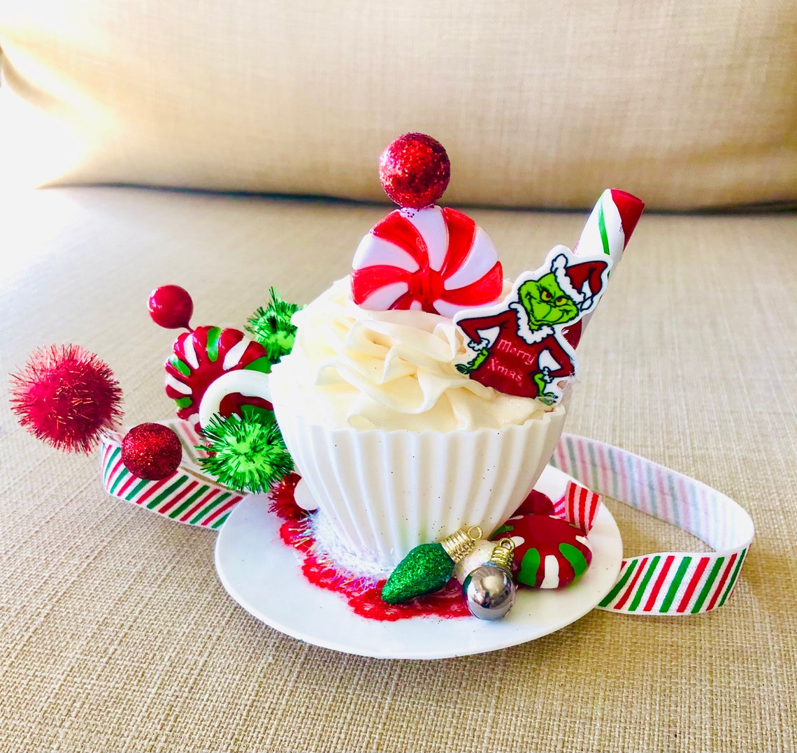 Over the Top Christmas Tea Cup and Candycane Headband Tacky | Etsy