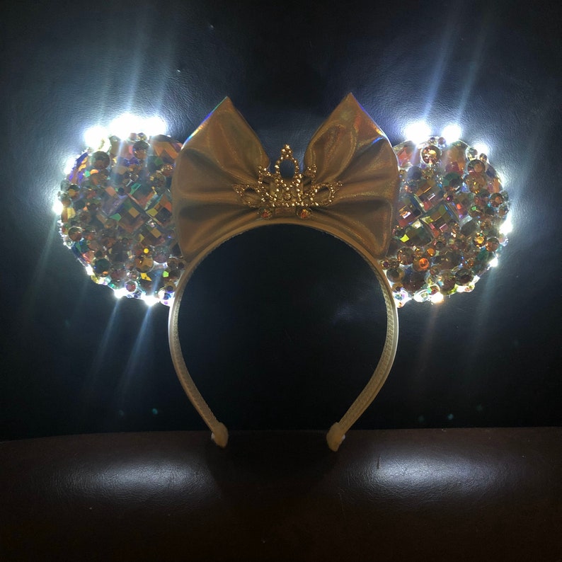 Magic Mirror Inspired Iridescent Silver Crystal Mouse Ears Headband ...