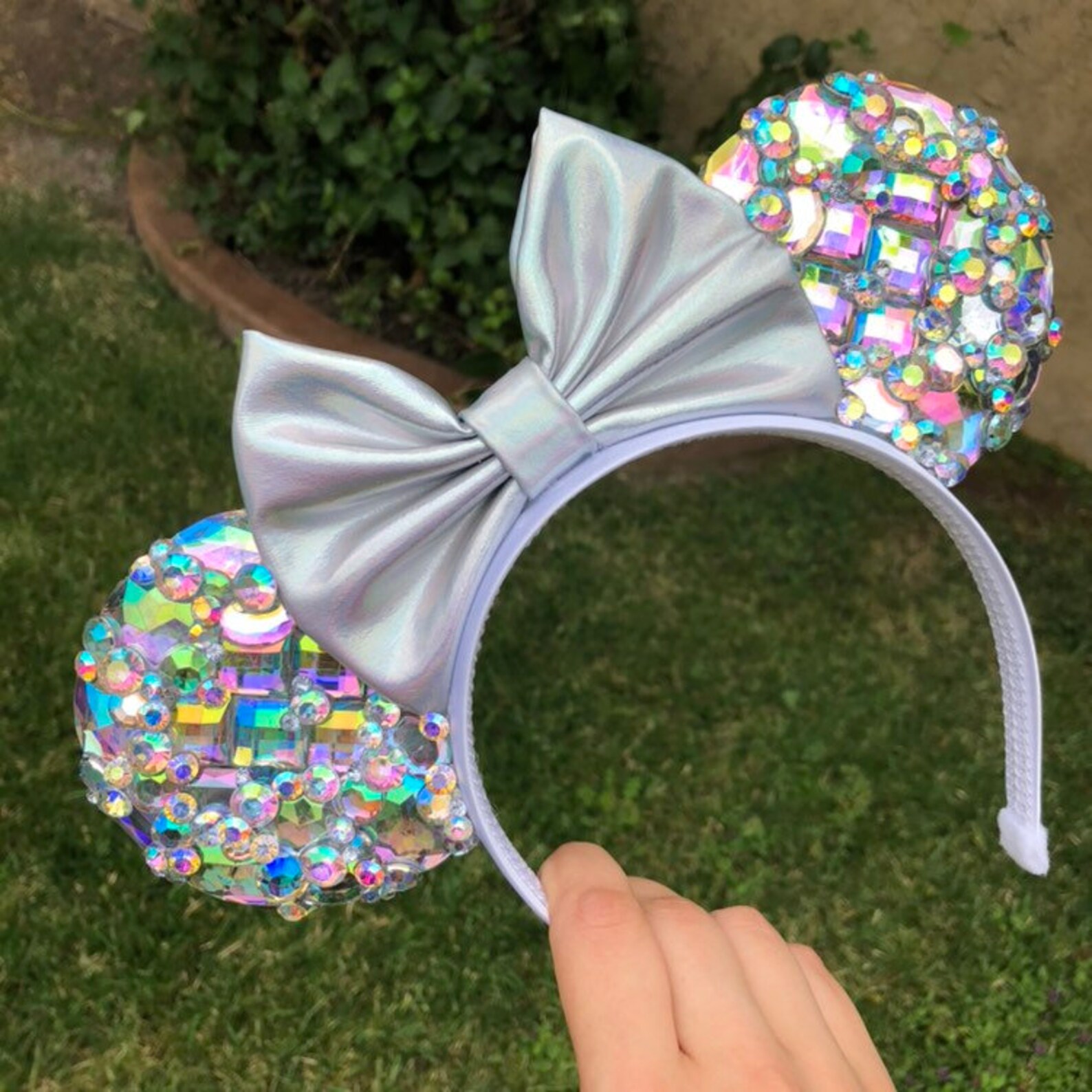 Magic Mirror Inspired Iridescent Silver Crystal Mouse Ears - Etsy
