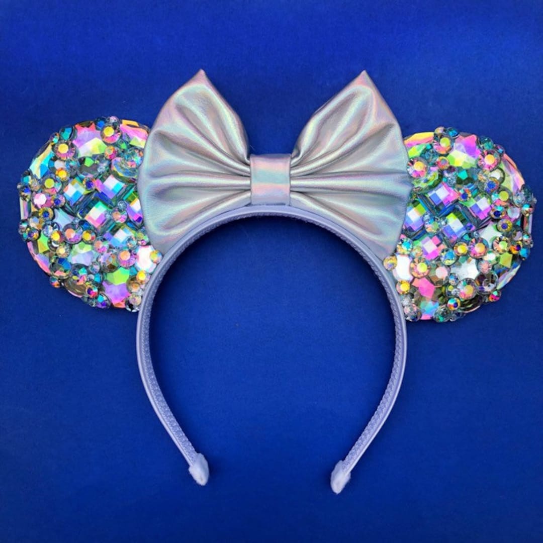 Magic Mirror Inspired Iridescent Silver Crystal Mouse Ears Headband ...