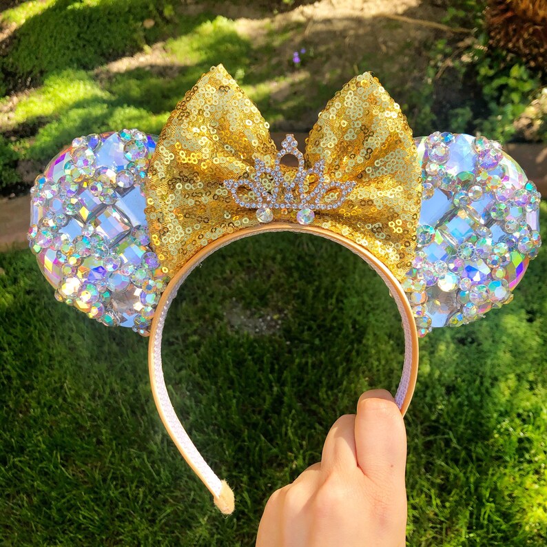 Princess Crystal & Sequin Mouse Ears Crown Headband Disneyland - Etsy