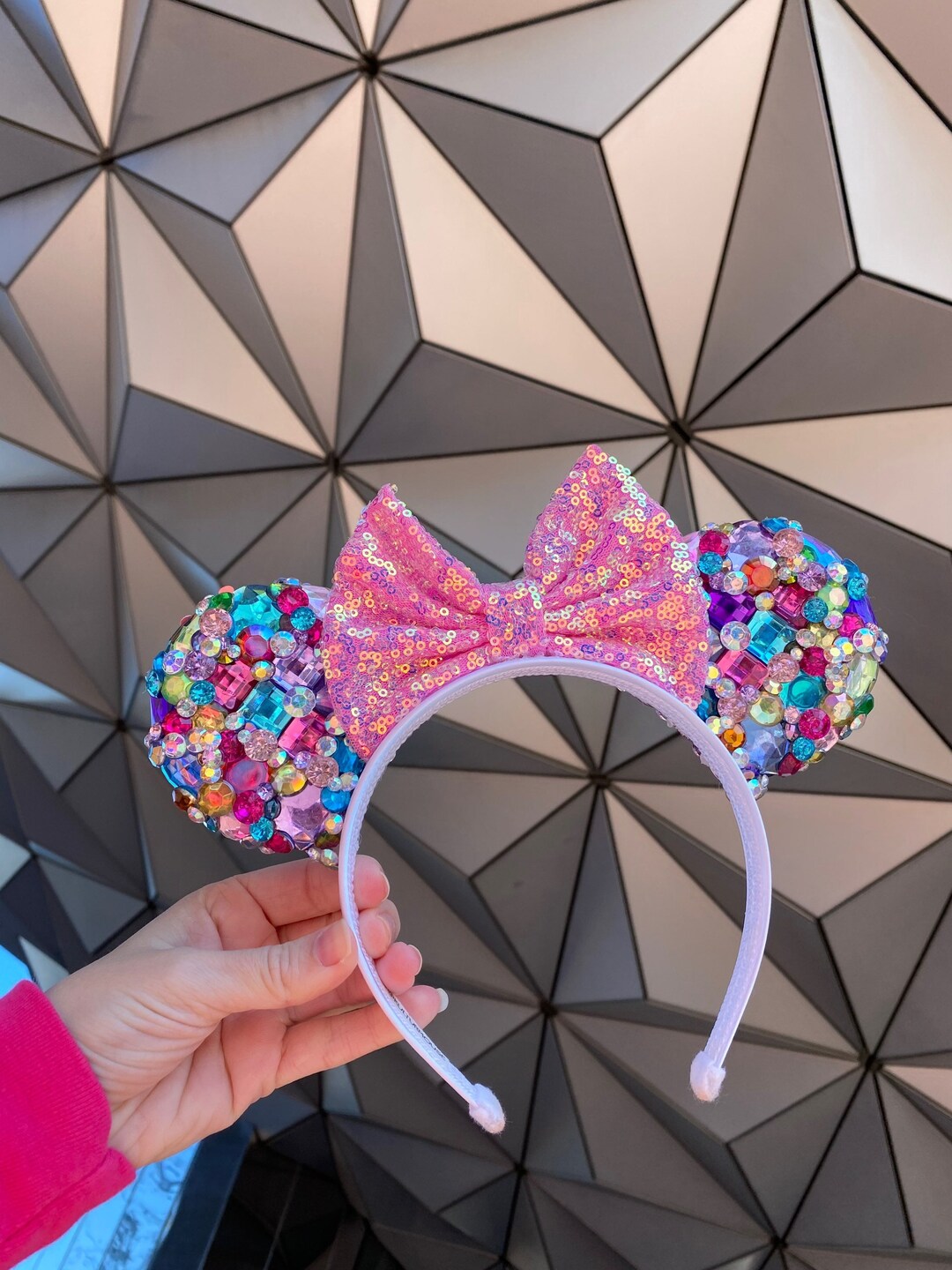 Colorful Crystal Colorful Mouse Ears Diamond Headband Rainbow ...