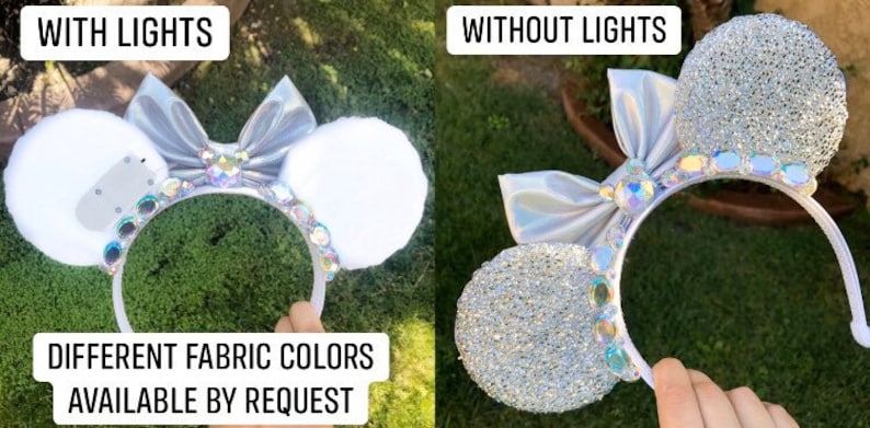Magic Mirror Inspired Iridescent Silver Crystal Mouse Ears Headband ...