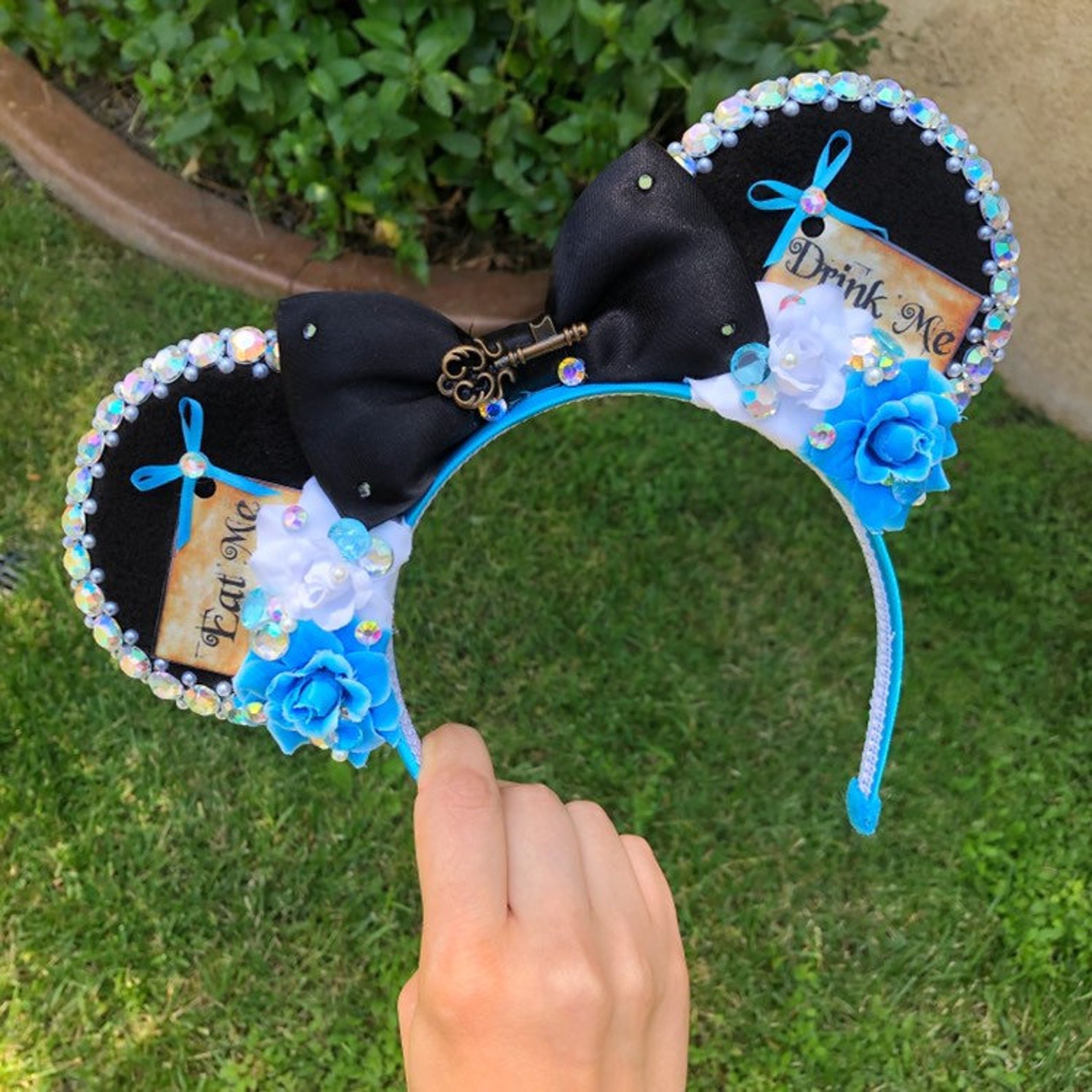 Alice in Wonderland Inspired Mouse Ears Flower Crown Headband | Etsy