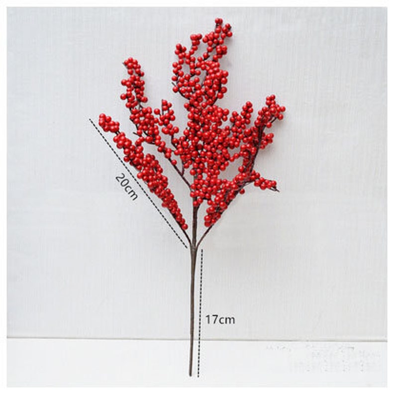 Christmas Red Berries Stalk-christmas Berries-christmas Faux Red ...