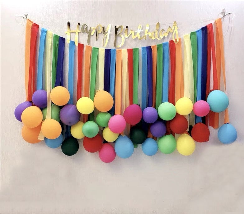 Happy Birthday Rainbow Party Balloons Streamers Decor Pack - Etsy