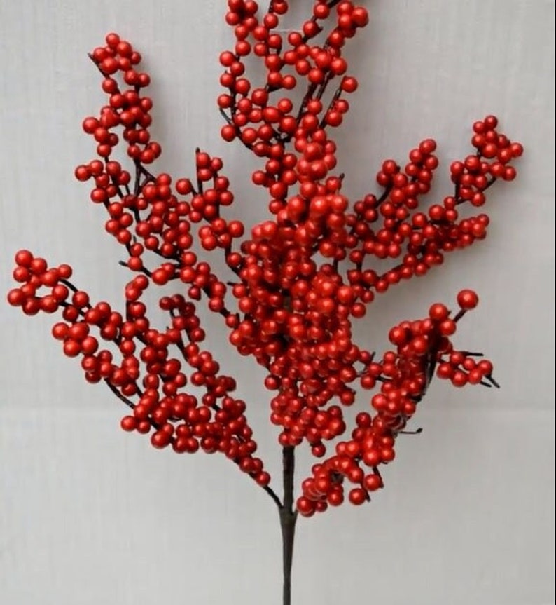 Christmas Red Berries Stalk-christmas Berries-christmas Faux Red ...