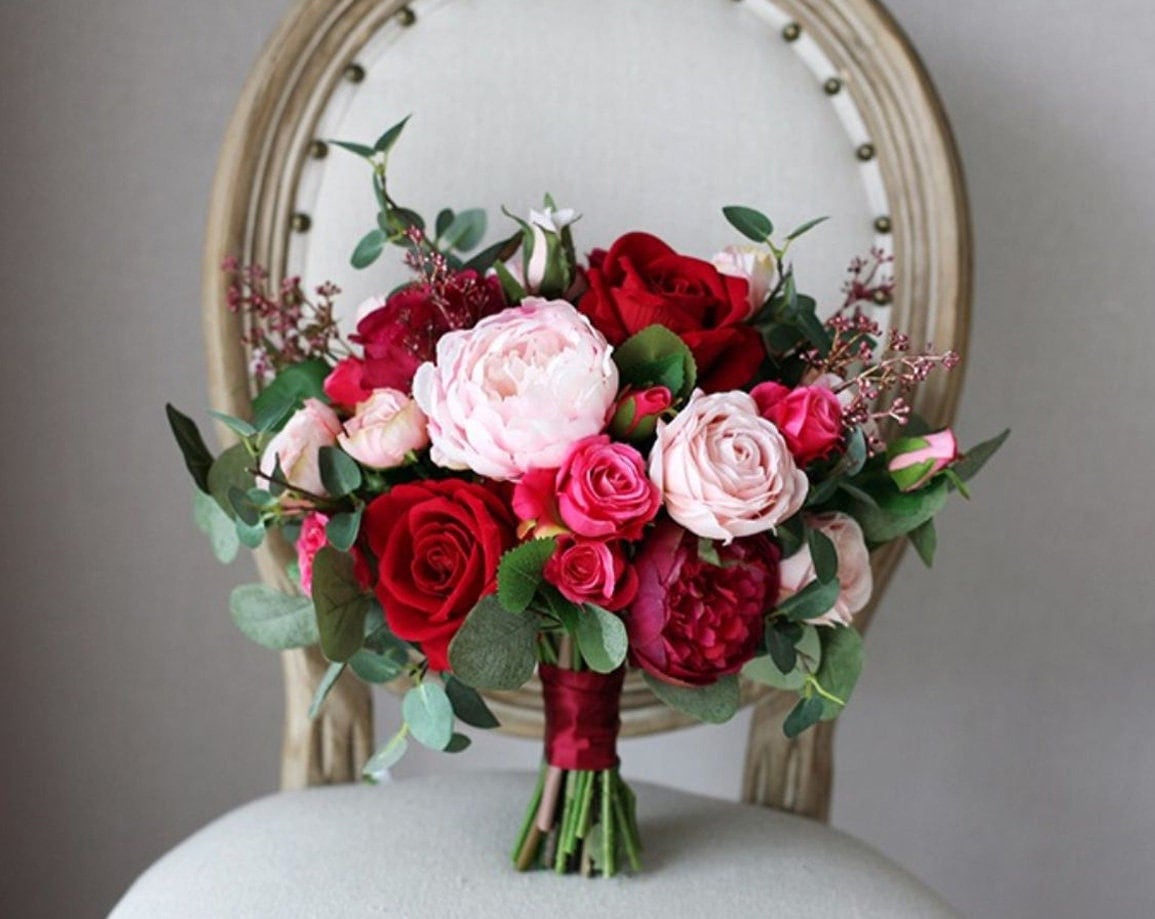 Pink Peonies And Roses Bouquet