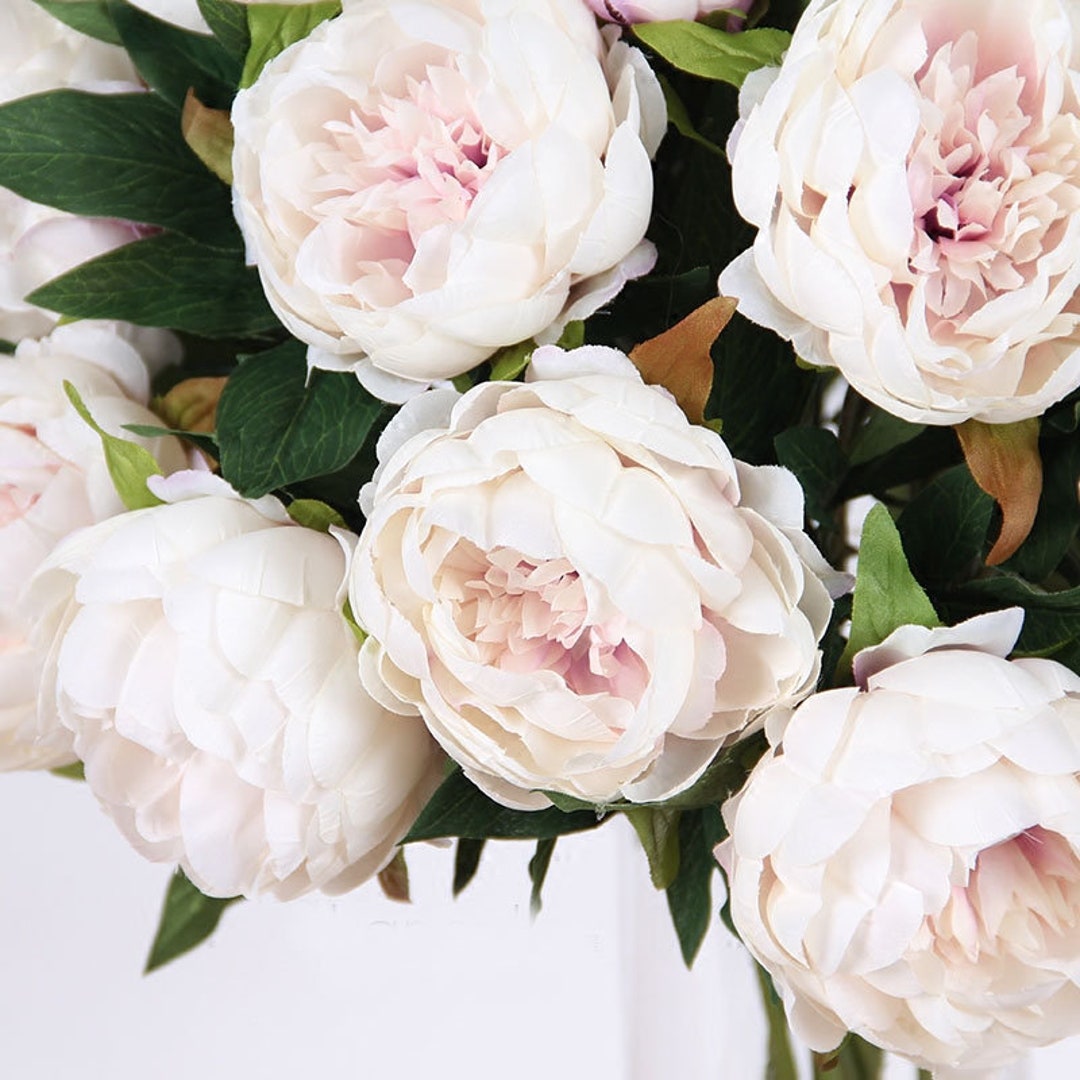 Artificial Peony Flower Stalks, Vintage Floral Peony Decor, Artificial ...