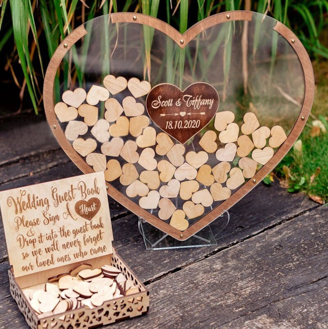 Wedding Wooden Hearts Guest Sign in Reception Decor-wedding - Etsy