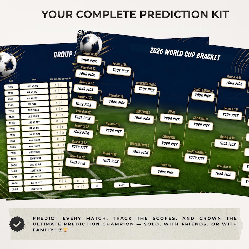 2026 World Cup Prediction Game | Bracket & Score Tracker | PDF + Canva ...