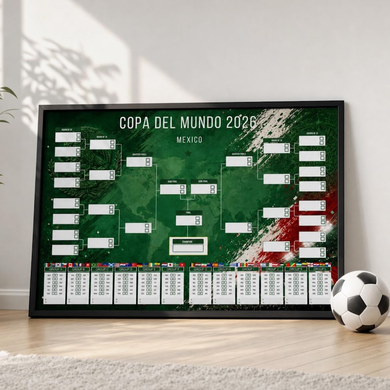 World Cup 2026 Poster Printable PDF Canva Bracket Track Mexico Edition ...