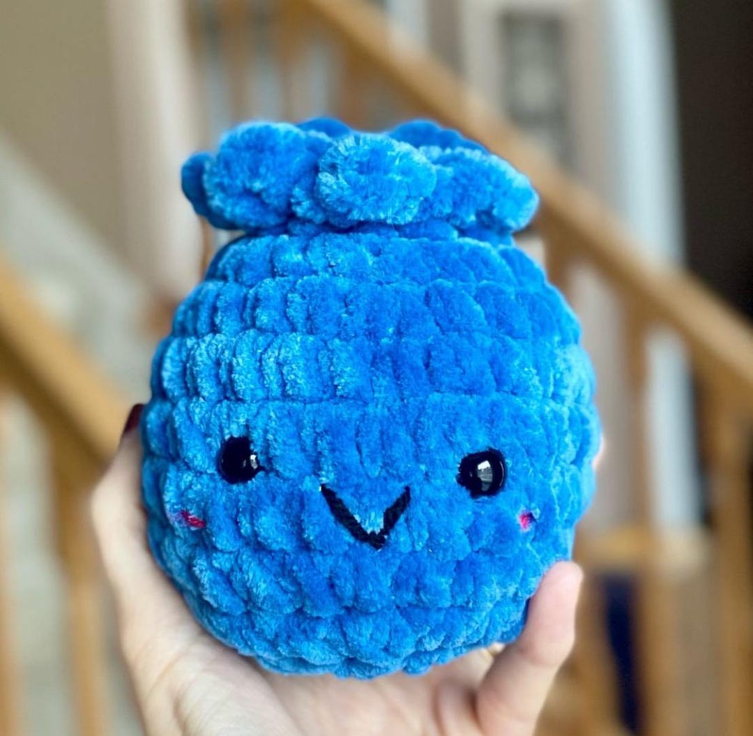 Happy Blueberry, Blueberry Amigurumi, Blueberry Plush, Plush Blueberry ...