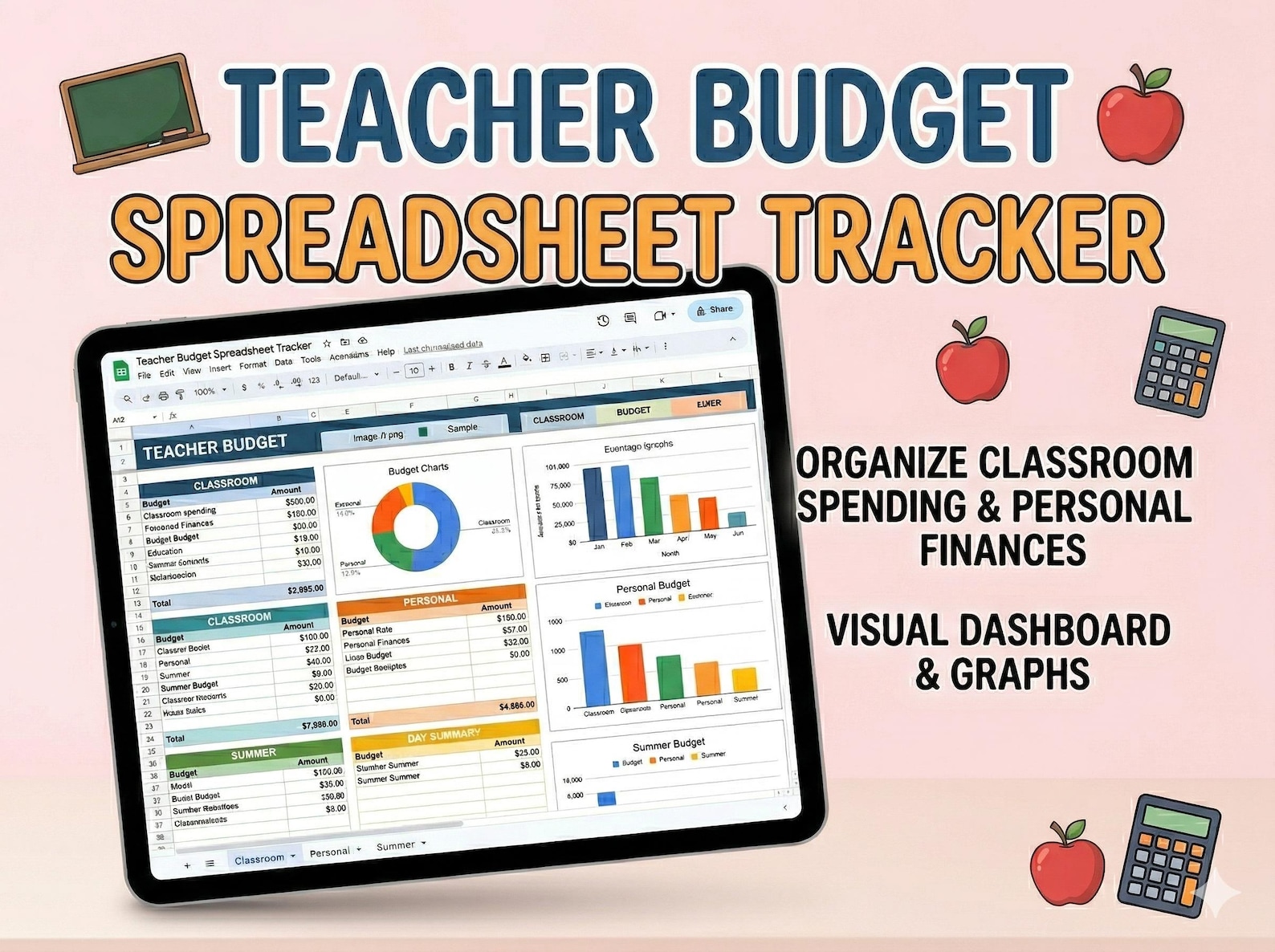 Teacher Budget Spreadsheet (google Sheets Excel) - Etsy