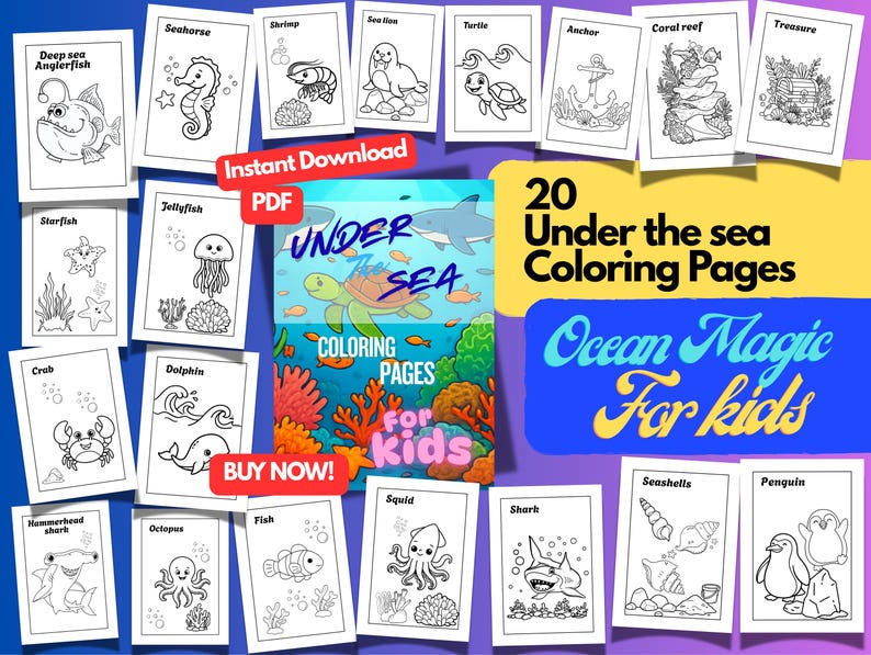 20 Under the Sea Coloring Pages for Kids, Ocean Animals Activity Sheets ...
