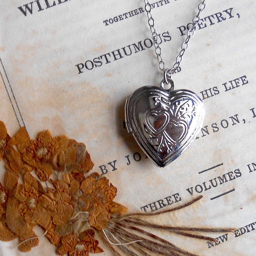 Silver harley Heart Locket Necklace - Etsy