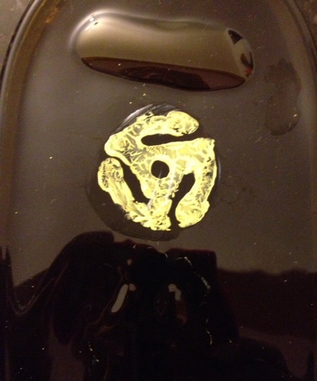 Record 45 LP Insert Handpainted Brown Glass Wine Bottle Cheese Tray ...