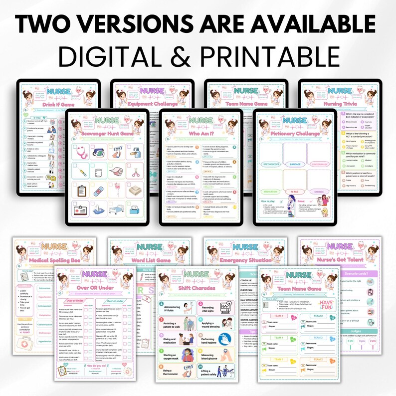 Nurse Games Bundle Printable PDF, Nursing School Activities, Medical ...