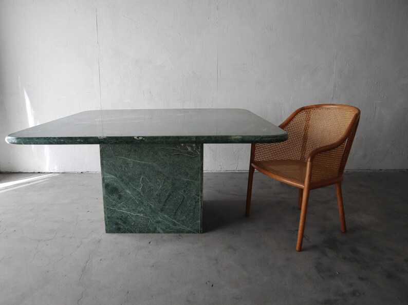 Post Modern Square Green Marble Dining Table - Etsy