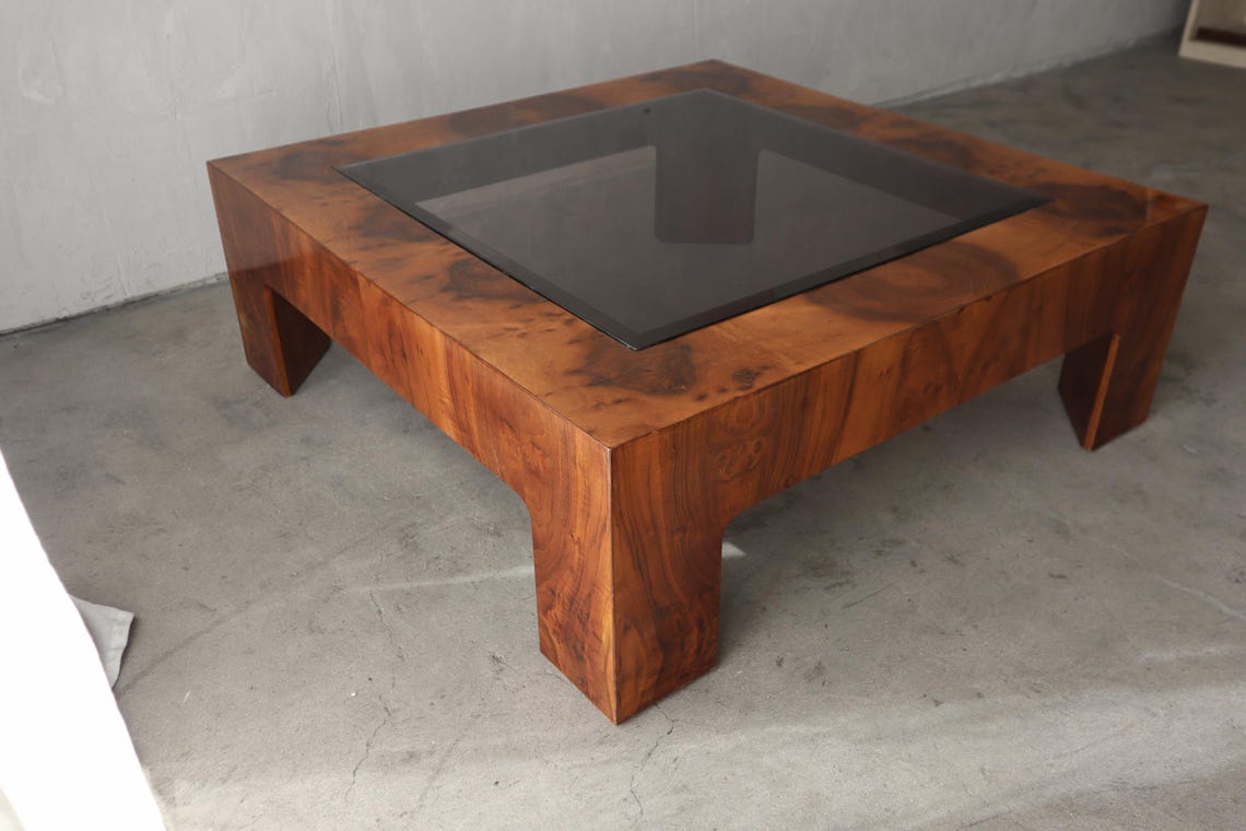 Mid Century Burl Cube Table by Milo Baughman - Etsy