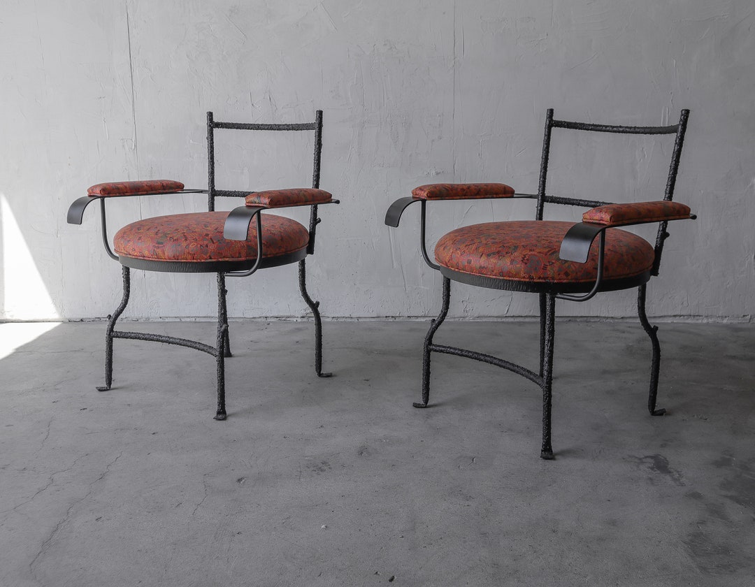 Pair of Bespoke Metal and Leather Arm Chairs - Etsy