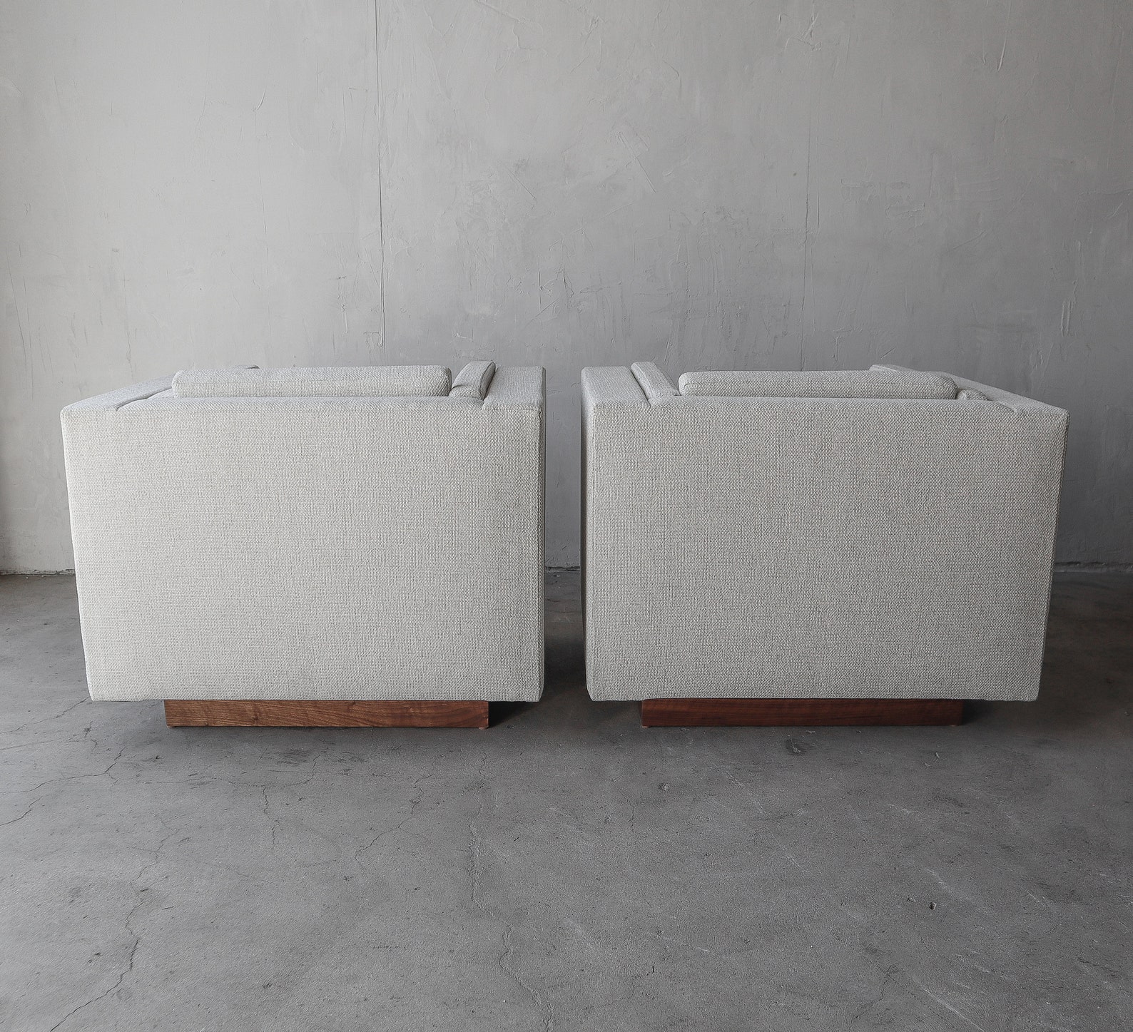 Pair of Cube Plinth Base Lounge Chairs - Etsy