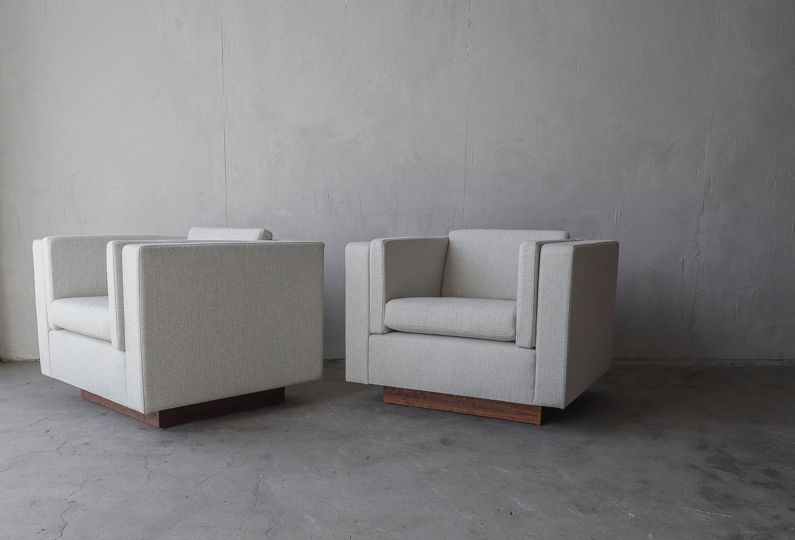 Pair of Cube Plinth Base Lounge Chairs - Etsy