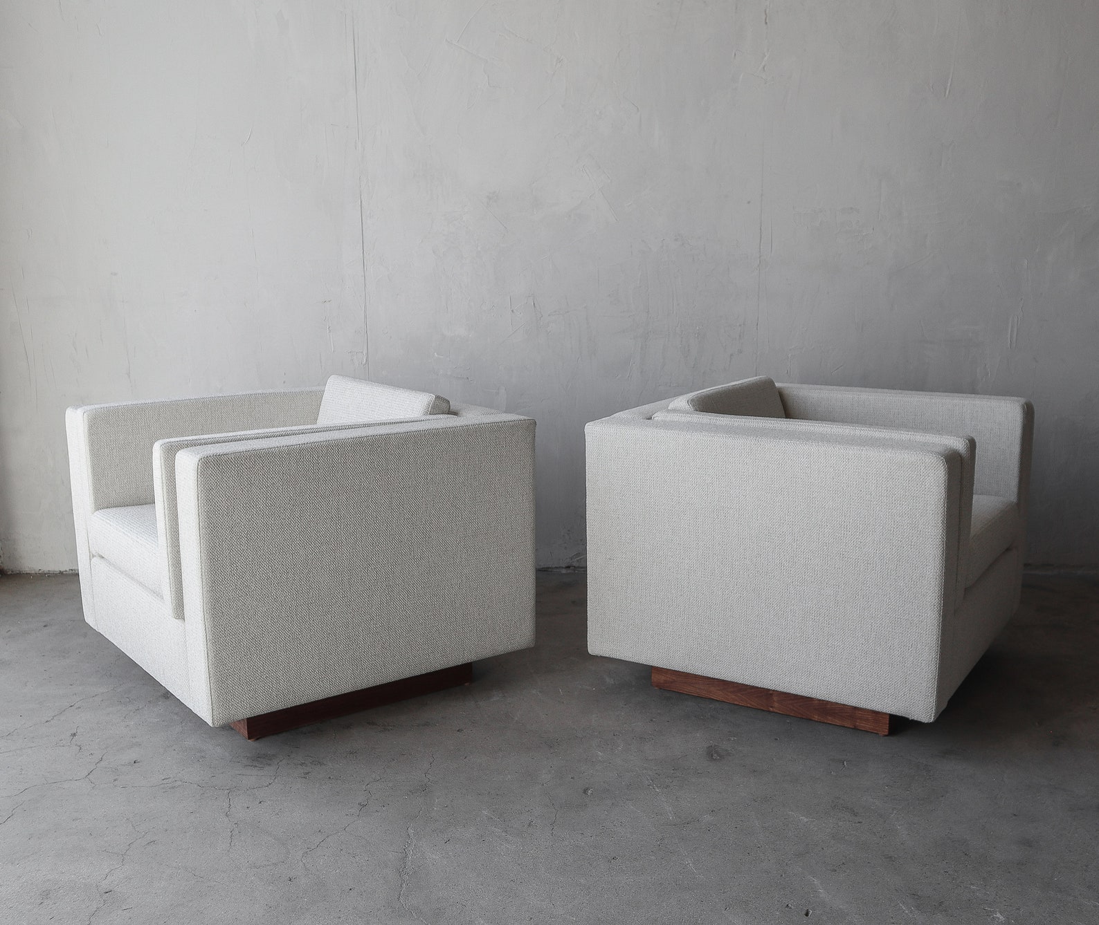 Pair of Cube Plinth Base Lounge Chairs - Etsy