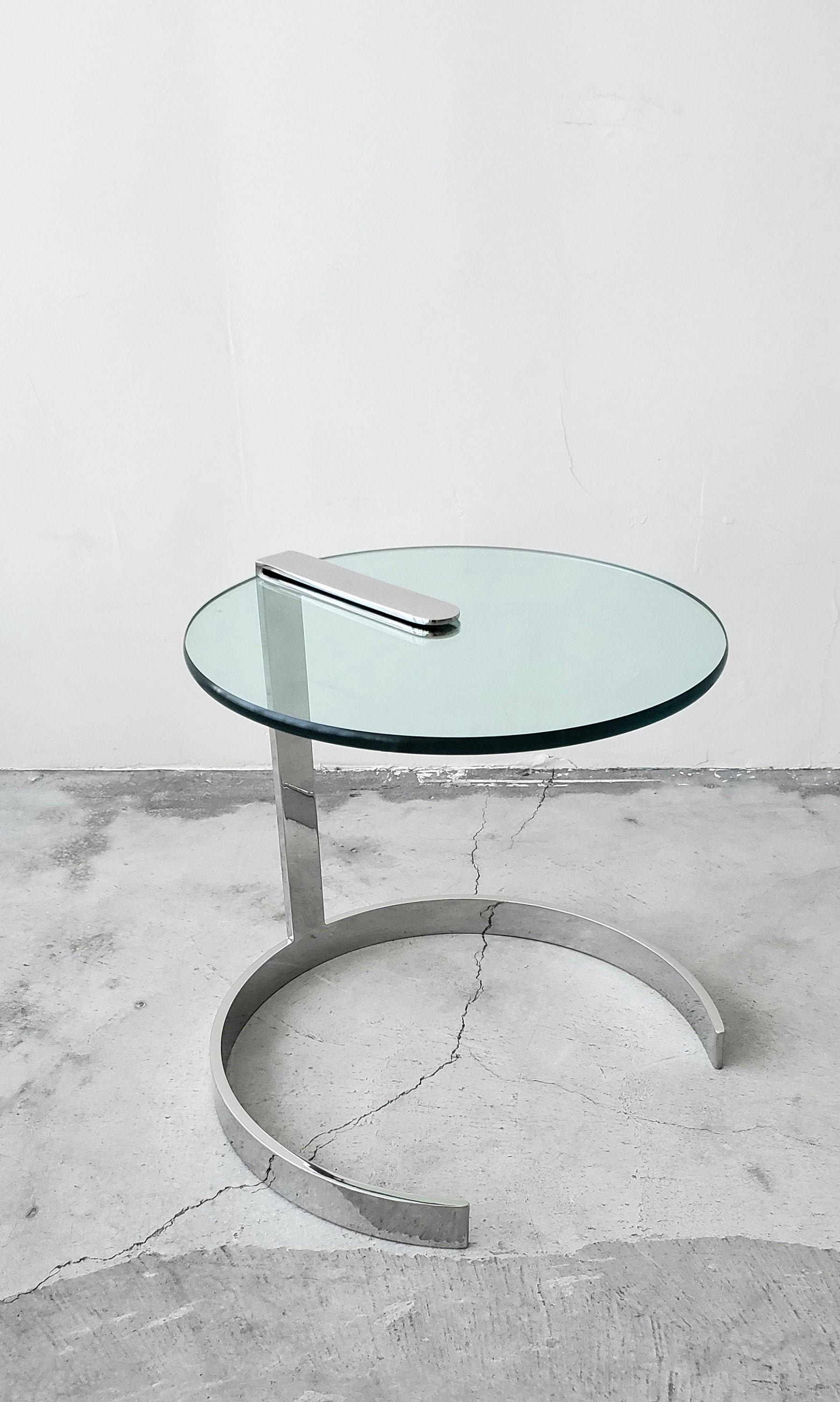 Mid Century Round Chrome and Glass Cantilevered Side Table - Etsy