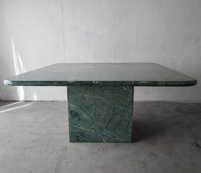 Post Modern Square Green Marble Dining Table - Etsy
