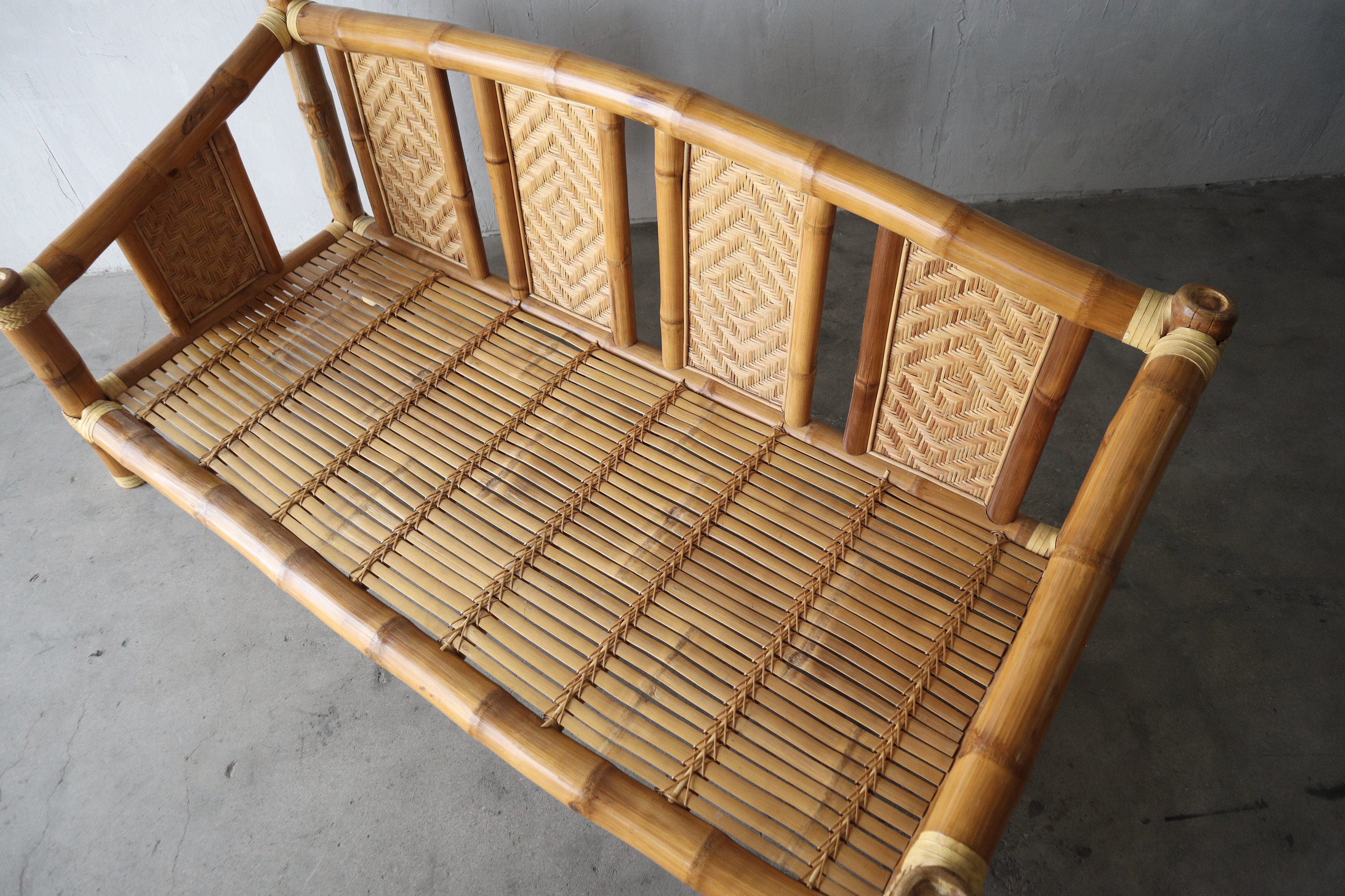 Vintage Oversized Bamboo Daybed Sofa - Etsy
