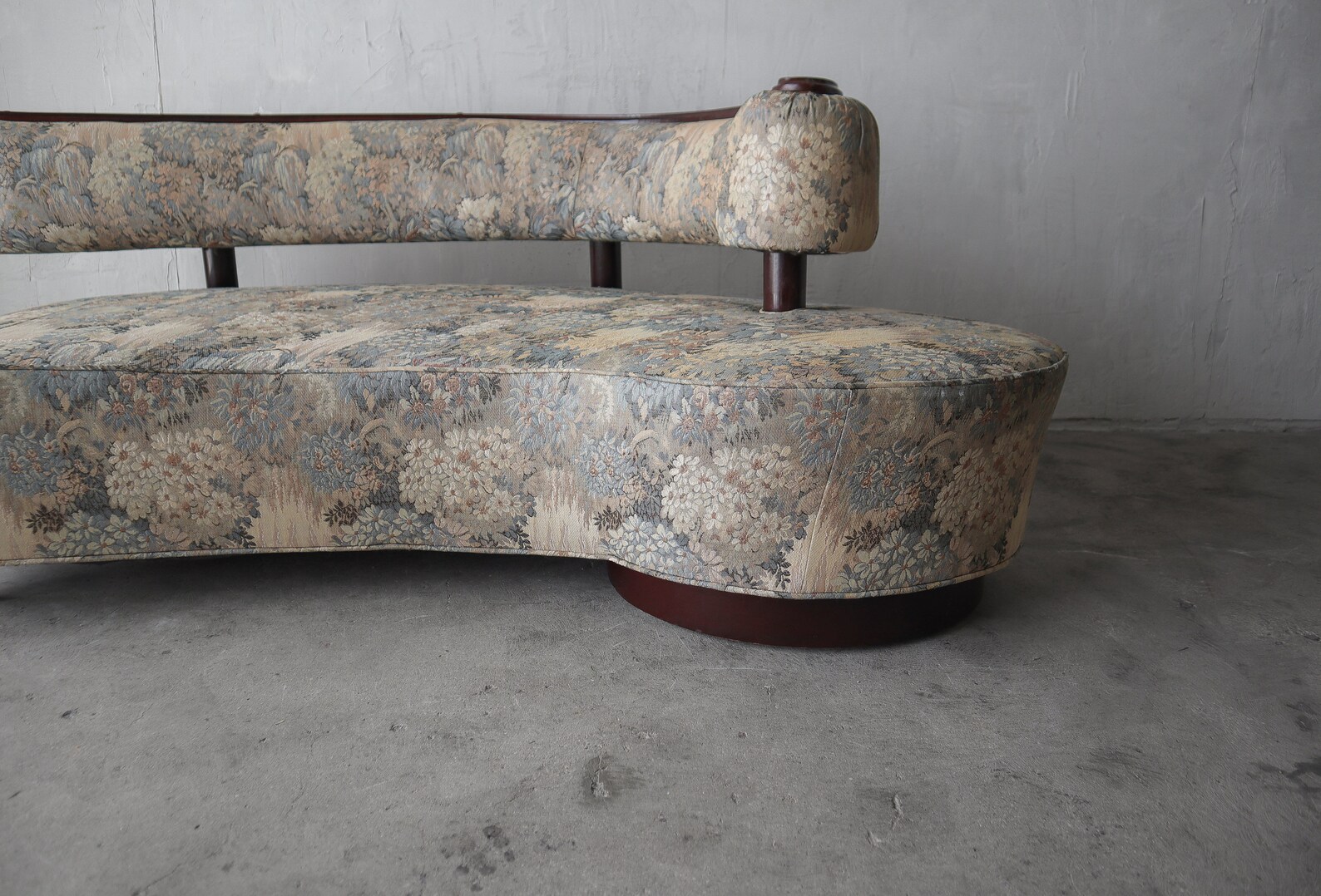 Vintage Curved 2-piece Wood Trim Sectional Sofa - Etsy