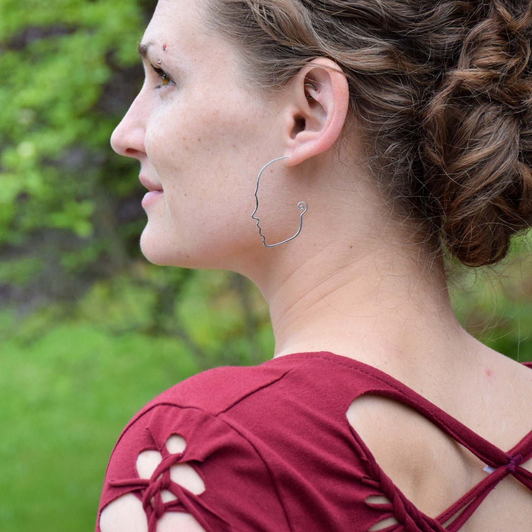 Sterling Silver Face Earrings - Etsy
