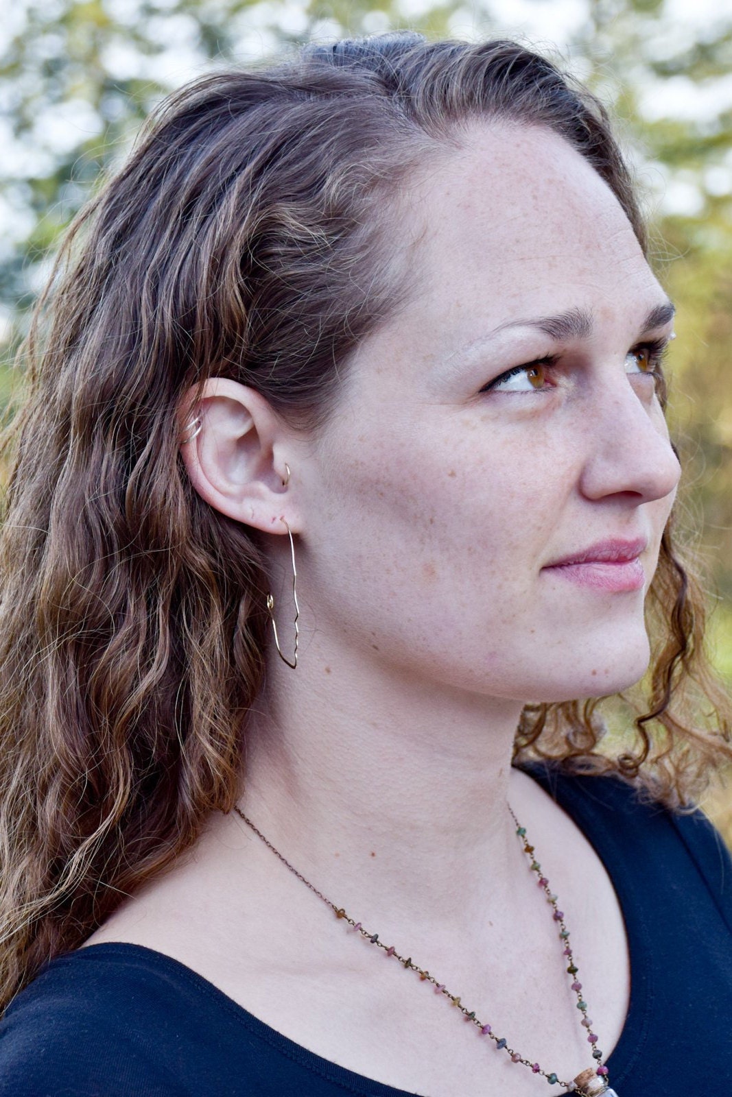 Solid 14kt Gold Face Earrings- Threader Style Hoops - Etsy