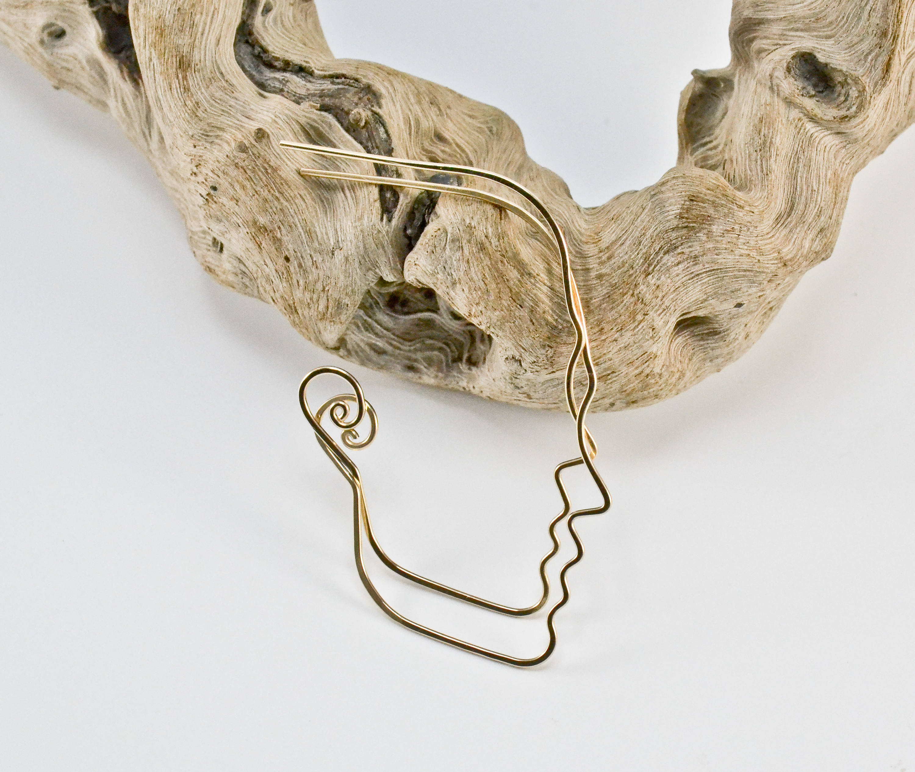 Solid 14kt Gold Face Earrings Threader Style Hoops - Etsy