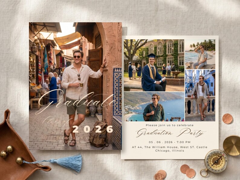 Graduation Announcement Canva 2026 Boy | Class of 2026 Travel Photo ...