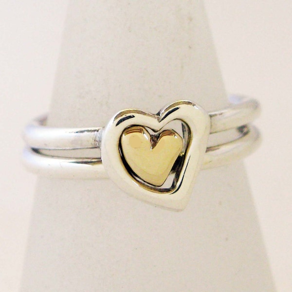 Interlocking Heart Ring - Etsy