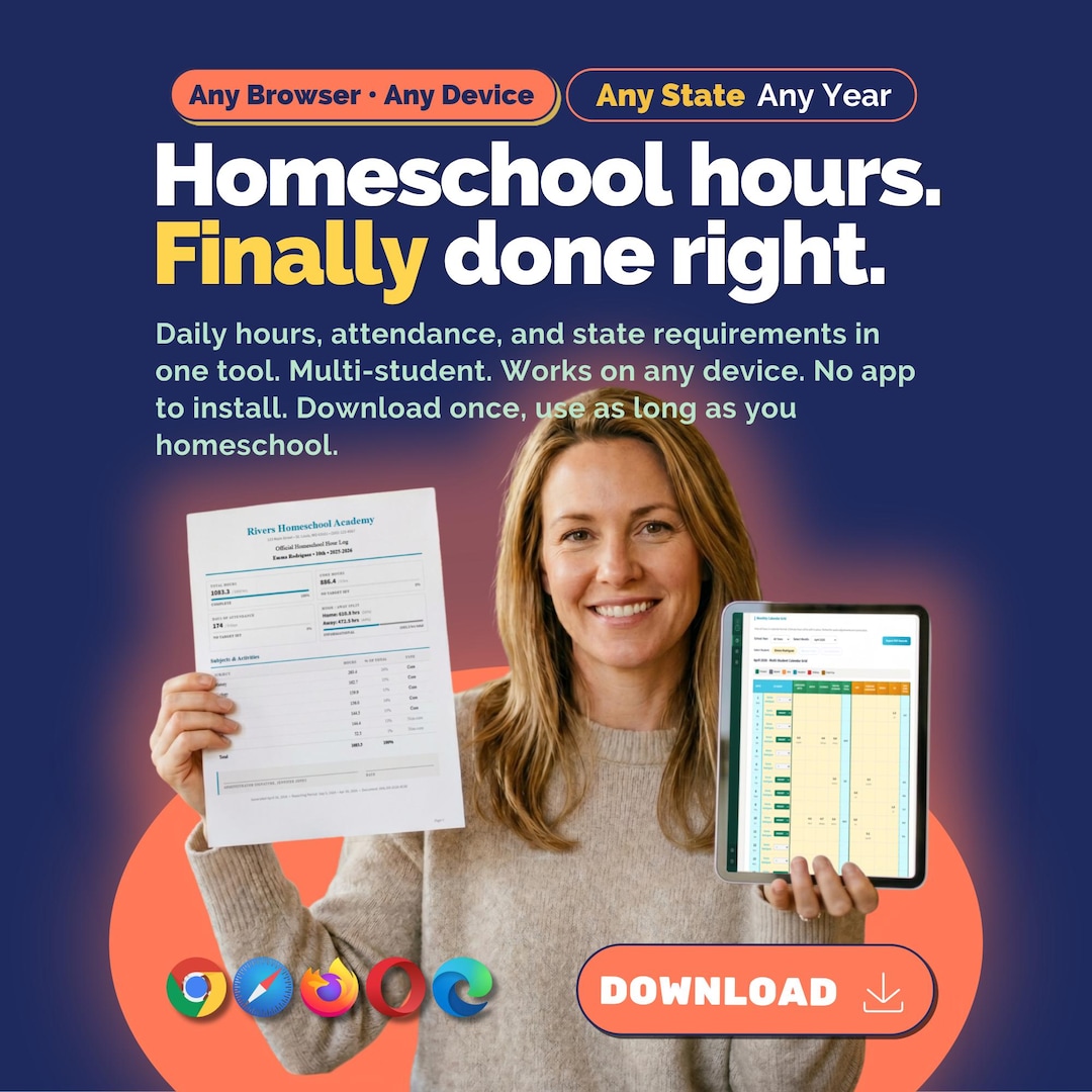 Missouri Homeschool Hour Log Book Digital Download Printable Homeschool ...