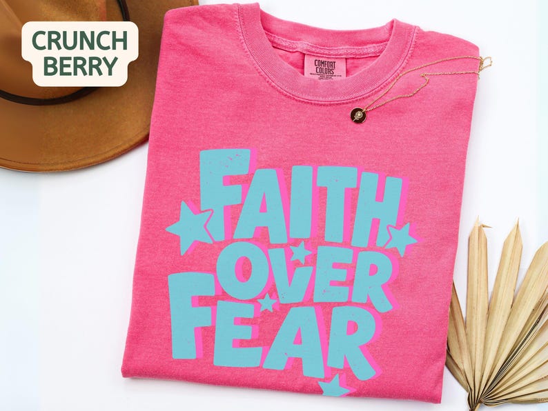 Groovy Faith Over Fear Christian T-shirt, Retro Religious Apparel ...
