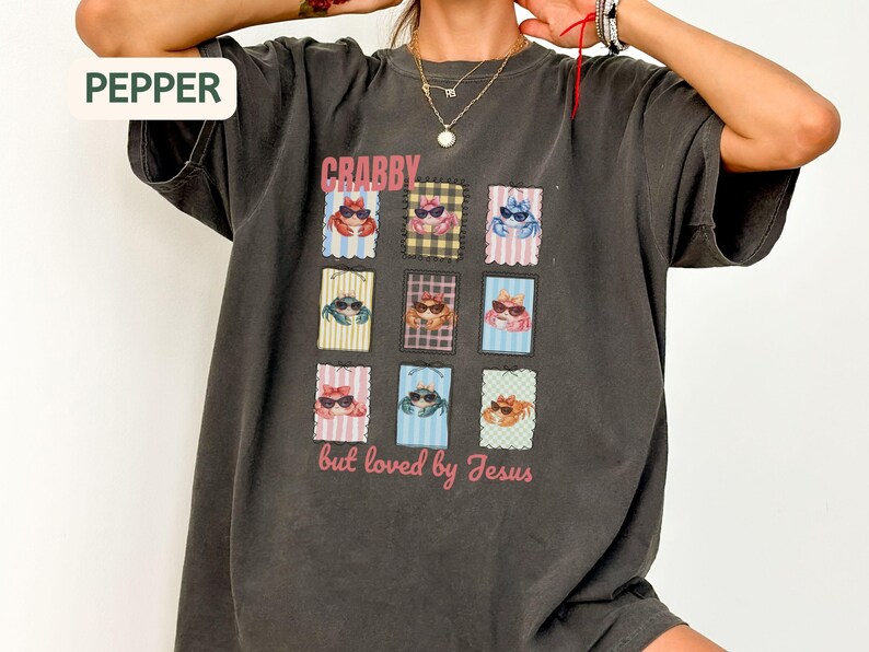 Crabby Beach Vibes Shirt, Christian Crab Tee, Faith Mama Gift, Coastal ...