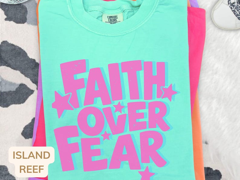 Groovy Faith Over Fear Christian T-shirt, Retro Religious Apparel ...