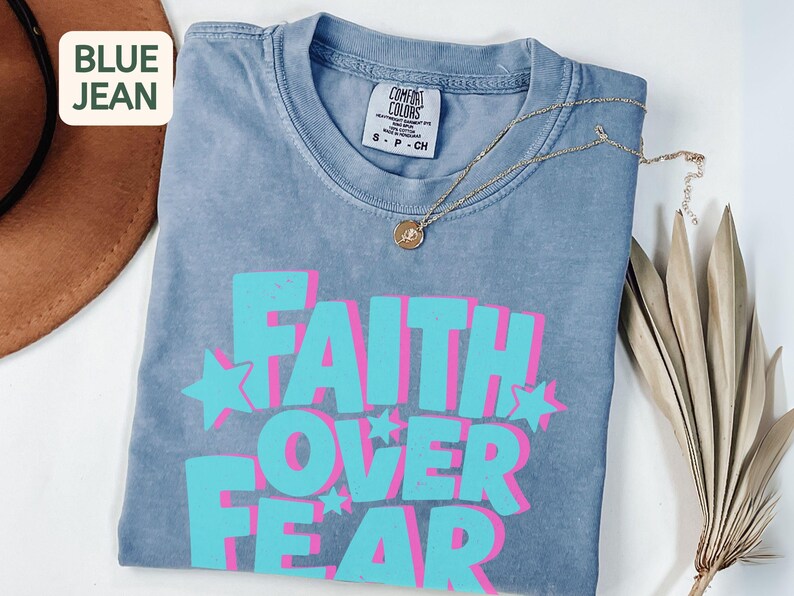 Groovy Faith Over Fear Christian T-shirt, Retro Religious Apparel ...