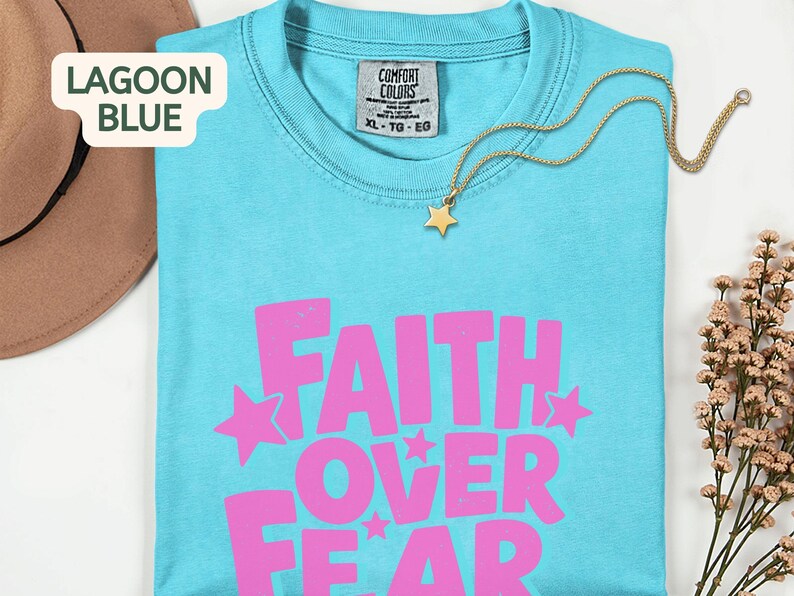 Groovy Faith Over Fear Christian T-shirt, Retro Religious Apparel ...