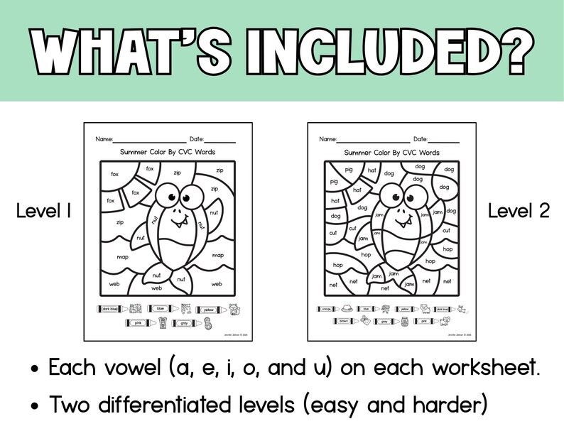 Summer CVC Words Color by Code | Phonics Practice K-1 & SPED | No Prep ...