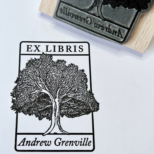 Oak Tree Ex Libris Rubber Stamp Custom This Book Belongs to - Etsy