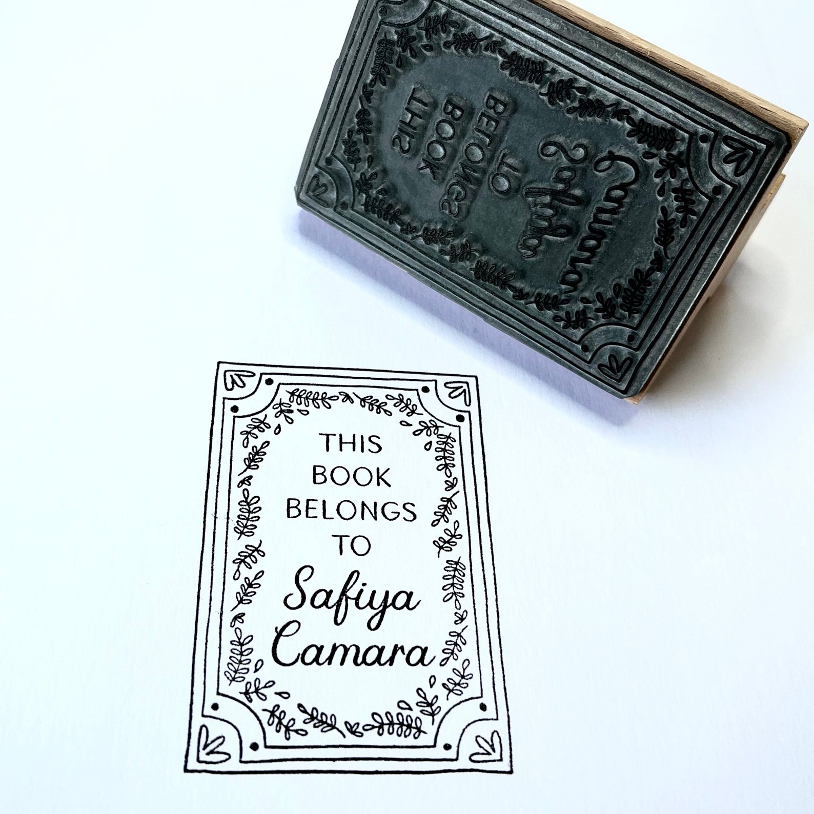 Hand Drawn Border Ex Libris Rubber Stamp Custom This Book - Etsy